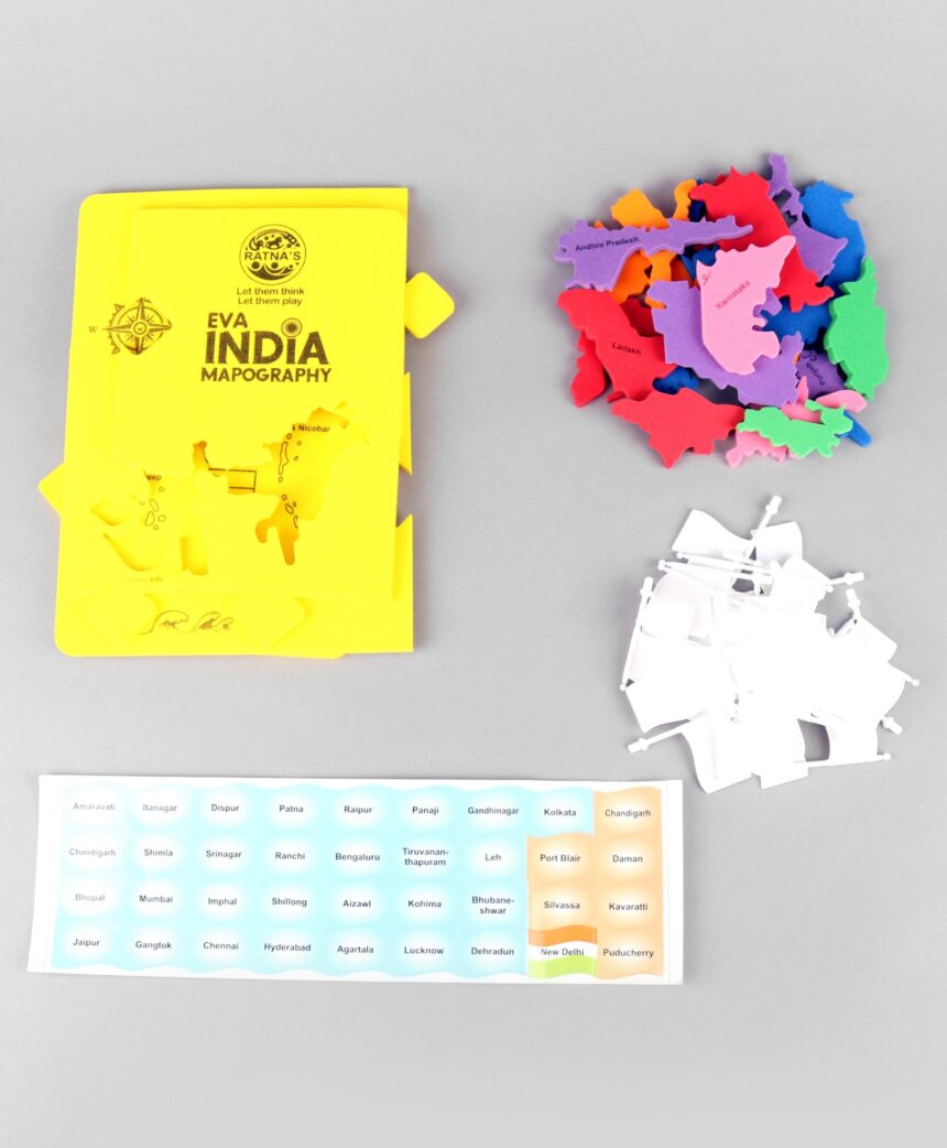 EVA India Mapography with Flags- 27 Pieces | shopbefikar